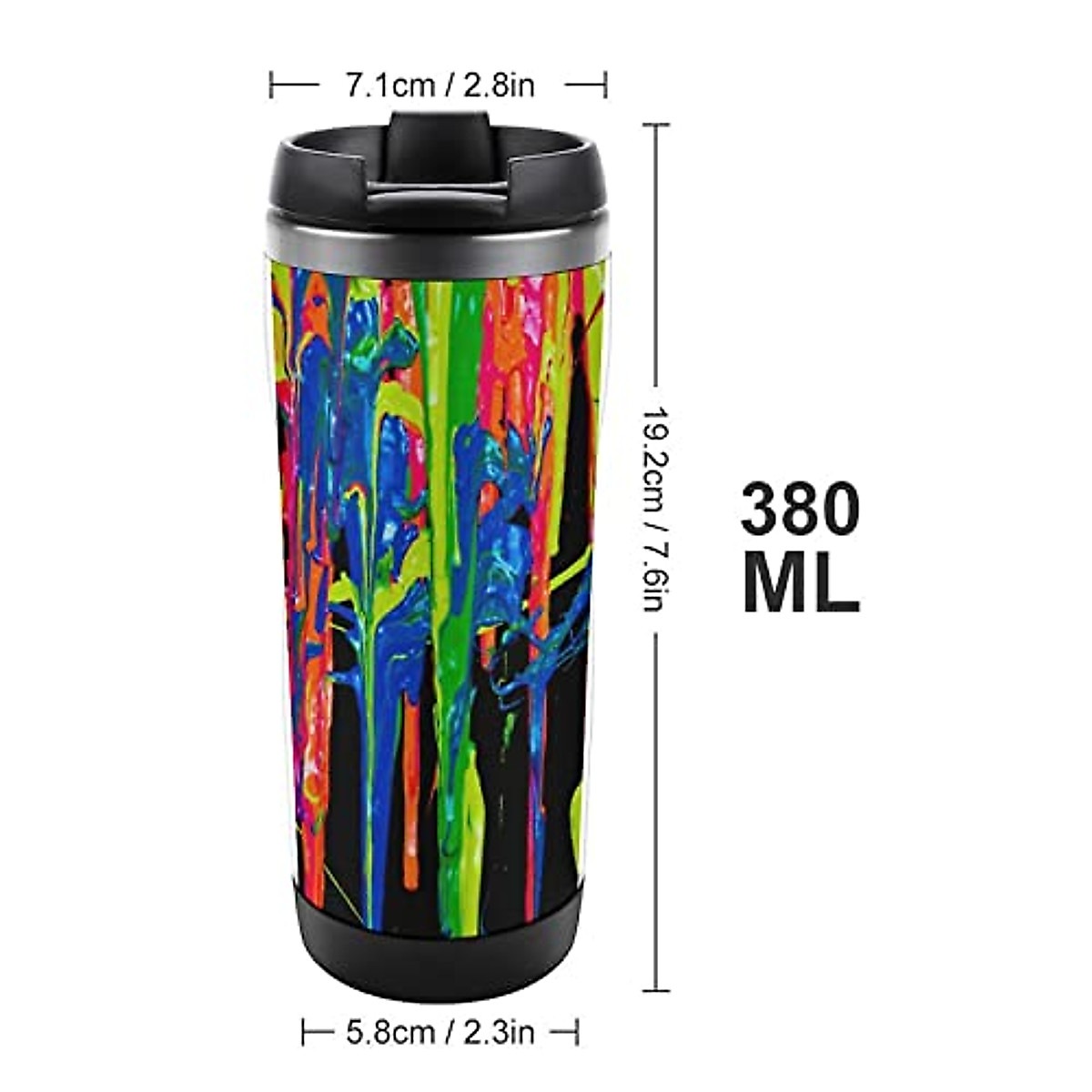 Rainbow Watercolor Travel Coffee Mugs with Lid Insulated Cups Stainless Steel Double Wall Water Bottle