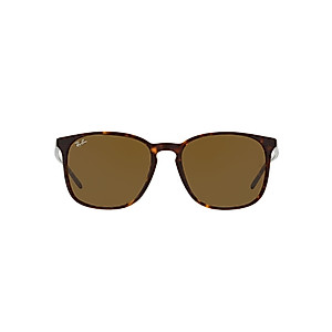 Ray-Ban RB4387F Low Bridge Fit Square Sunglasses, Tortoise/Dark Brown, 55 mm