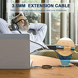 EMK Headphone Extension Cable 3.5mm AUX Extension Male to Female Stereo Audio Cable 24k-Gold Plated Connector Nylon Braided AUX Extension Cord(3.3ft/1m)