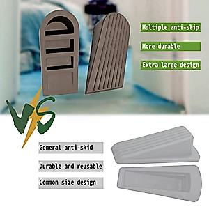 Big Rubber Door Stoppers 2 Packs Heavy Duty Wedge Door Stop for All Floors 1.9 Inches Non-Scratching Doorstops Special for Home Office School Hotel Heavy Door (Brown)