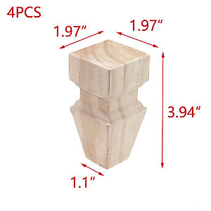 T Tulead Wood Furniture Legs Unfinished Cabinet Feet 100mm Height Sofa Replacement Table Chair Couch Legs Pack of 4