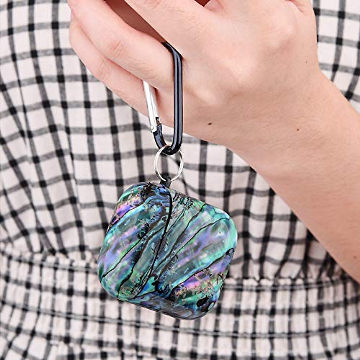 CAGOS for Airpods Case, Cute Marble Protective Hard Cover with Keychain Compatible with Apple Airpods 2nd/1st Generation Case for Women Girls (Turquoise Blue)