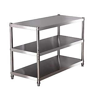 GOCHUSX 3 Tier Stainless Steel Shelf, Kitchen Garage Racking Unit, Waterproof Stainless Steel Storage Rack, for Commercial Office Garage ( Color : Silver , Size : 100X30X80CM )