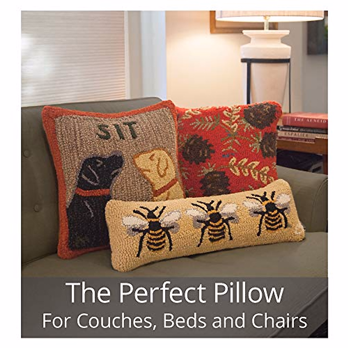 Chandler 4 Corners Artist-Designed Little Whale Hand-Hooked Wool Decorative Petite Throw Pillow (8” x 12”)