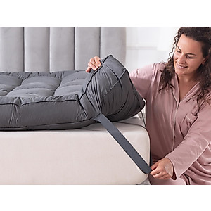 WhatsBedding 5 Inch Goose Feather Mattress Topper Twin Size,Filled with Gel Memory Foam,1800 T Cooling Twin Feather Bed,Thick Foam Overfilled Pillow Top,Soft Mattress Pad Cover,39"x75",Dark Grey