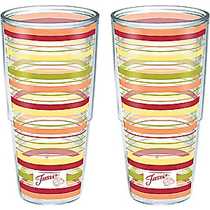 Tervis Made in USA Double Walled Fiesta Insulated Tumbler Cup Keeps Drinks Cold & Hot, 24oz - 2pk, Sunny Stripes