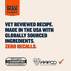 Bully Max Classic Fresh Catch Chicken, Rice & Fish Recipe - Slow-Cooked, Nutritious Puppy & Dog Food, Large Kibble Wholesome Dog Food, Natural Dog Food w/Added Vitamins, Minerals, & Nutrients, 12 lbs