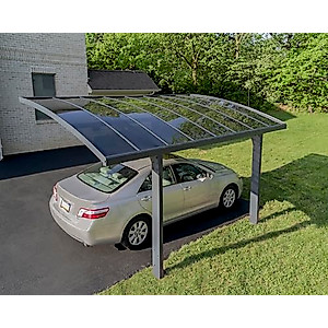 Palram - Canopia Arizona 10 Ft. x 16 Ft. x 9 Ft. Breeze 5000 Single Carport Aluminum Metal Frame and Polycarbonate Panels Car Port for Outdoor Driveway Car, Truck, RV, Boat Storage (Gray/Bronze)