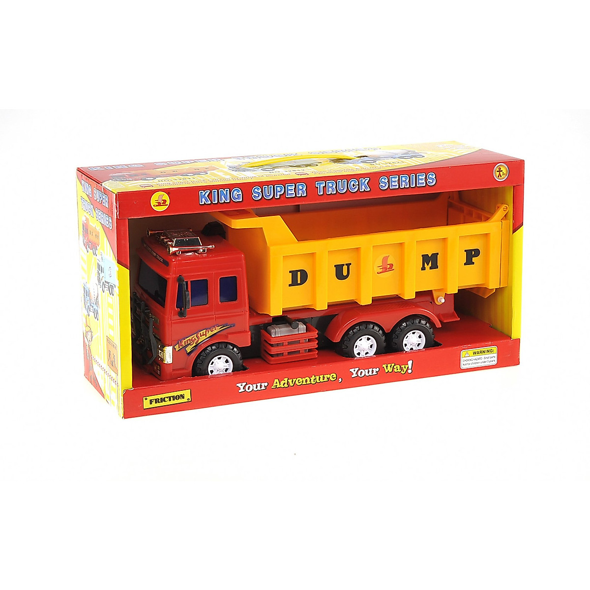 PowerTRC 15" Push & Go Dump Truck Toy | Realistic Friction Powered Dump Construction Truck for Kids Ages 3 Up