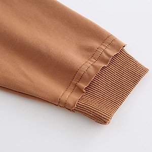 Ashmyova Baby Boys Girls Crewneck Sweatshirt Romper Toddler Pullover Sweater Bodysuits Fall Winter Clothes Khaki Romper Size 12-18 Months