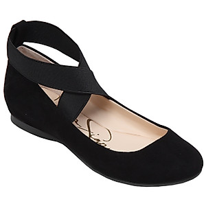 Jessica Simpson Women's Mandayss Ballet Flat, Black Micro Suede, 9