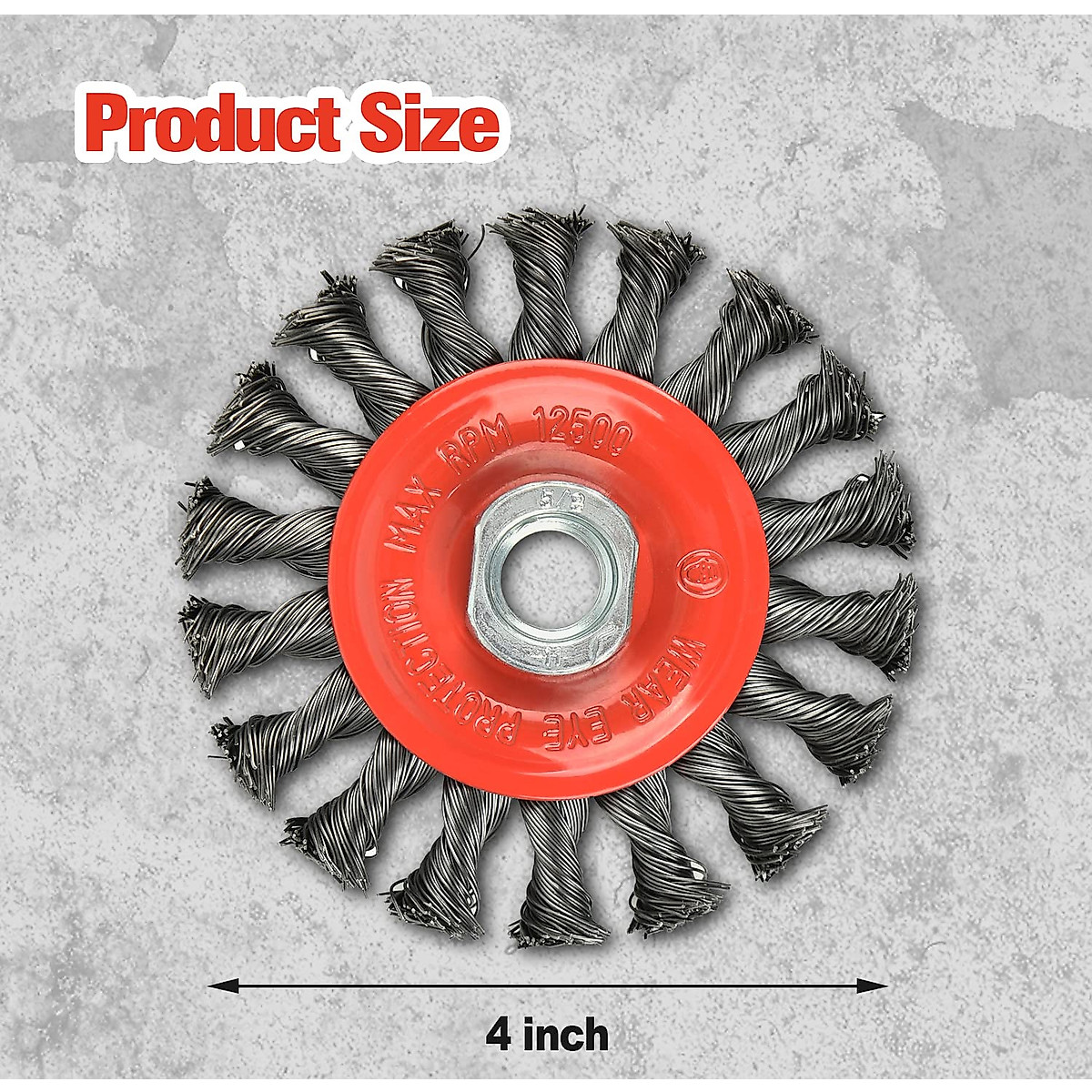 Aain 10 PCS - 4 Inch Twist Knotted Wire Wheel Brush for Grinders and Angle Grinder - 5/8 Inch-11 Threaded Arbor - 0.020 Inch Carbon Steel Wire,4" x 5/8-Inch | 11 UNC (AQ19A10)