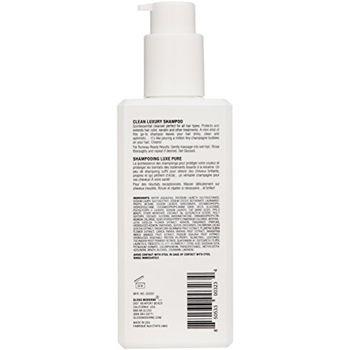 Clean Luxury Shampoo by GLOSS MODERNE - 8 Fl Oz - Hair Treatment for Damaged and Dry Hair with Notes of Mediterranean Almond and Coconut Accented with Cognac - For Soft and Shiny Hair