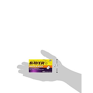 Bayer Back & Body Extra Strength Aspirin, 500mg Coated Tablets, Fast Relief at the Site of Pain, Pain Reliever with 32.5mg Caffeine, 100 Count