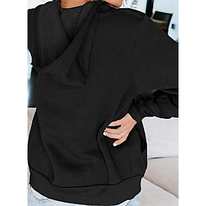 Dokotoo Women's Fall Full Zip Up Black Hoodie Long Sleeve Hooded Sweatshirts Solid Color Pockets Jacket Coat for Women 2024 Fashion Casual 3XLarge