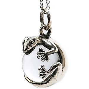 COSUMOSU 925 Sterling Silver Gecko Lizard Crystal ball Hawaiian pendant for women