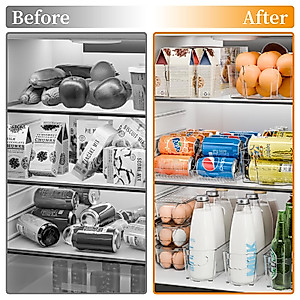 Cq acrylic Fridge Organizer,BPA-Free Clear Plastic Refrigerator Organizer Bins with Handle for Cabinet, Kitchen, Countertops, Cupboard, Freezer Organization, Set of 8, Large, 8PCS-Zuhe Box