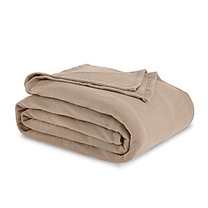 Martex Fleece Blanket Queen Size - Fleece Bed Blanket - All Season Warm Lightweight Super Soft Anti Static Throw Blanket - Beige Blanket - Hotel Quality- Blanket For Couch (90x90 Inches, Beige)
