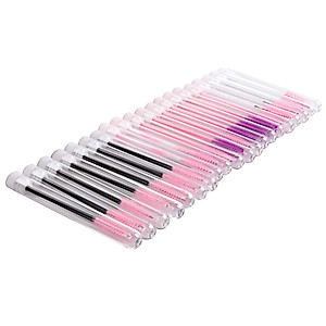 20 Pcs Pink Lash Disposable Mascara Brushes Diamond Eyelash Spoolies Makeup Brush Mascara Wand in Sanitary Tube Lash Supplies