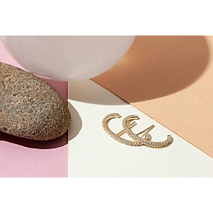 PAVOI 14K Yellow Gold Plated 925 Sterling Silver Post Minimalist Suspender Ear Cuff Earrings for Women | Cubic Zirconia Wrap Earlobe Studs