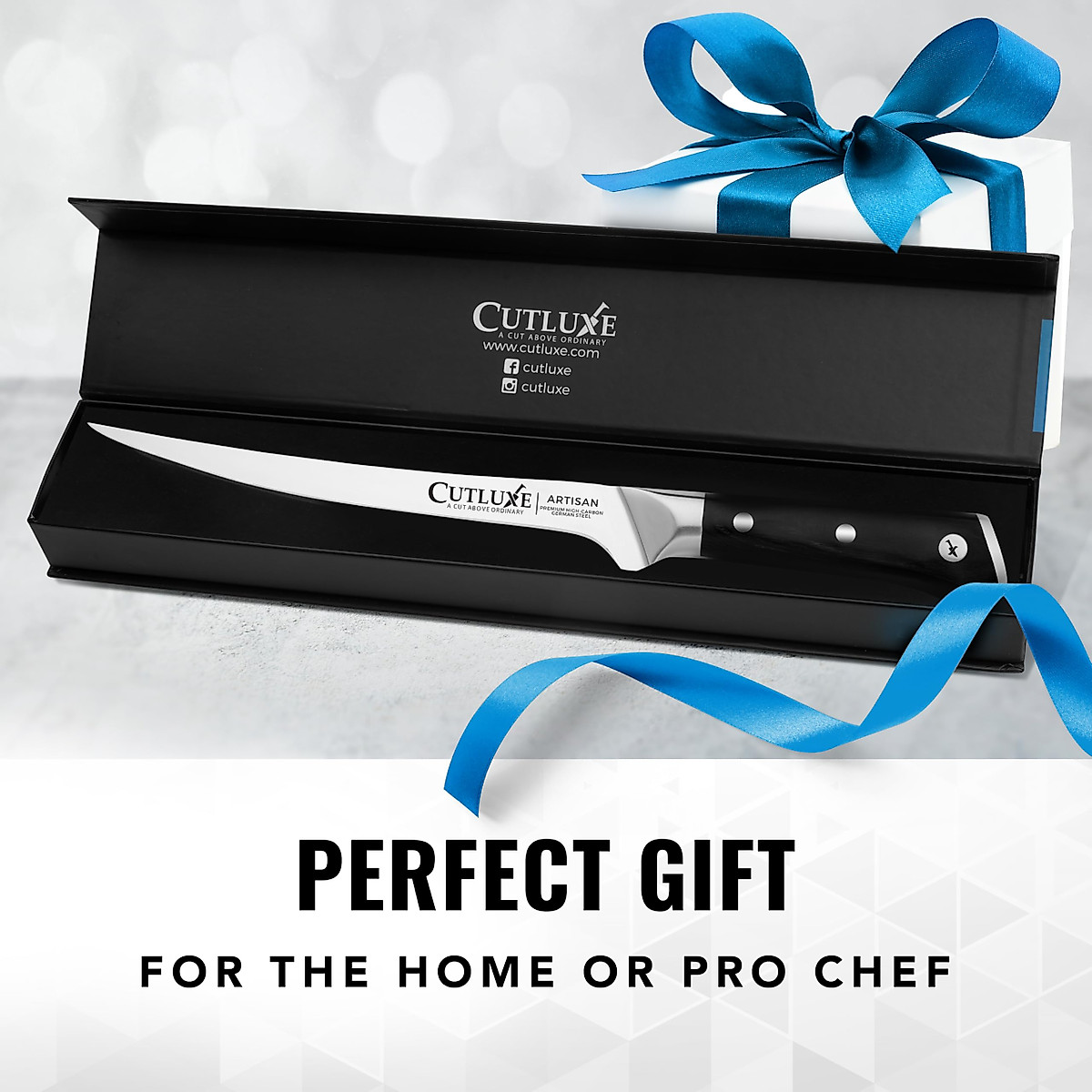 Cutluxe Fillet Knife for Fish & Meat – 7" Fish Knife for Filleting – High Carbon German Steel, Flexible, Full Tang & Ergonomic Handle Design – Artisan Series