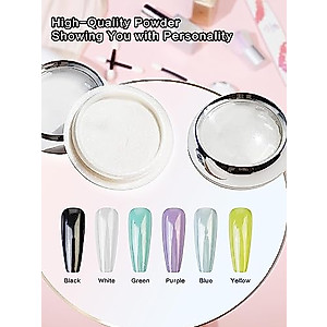 BISHENGYF White Pearl Chrome Nail Powder - 2Pcs Shiny Mirror Effect Aurora Nail Jewelry Glitter Powder White Chrome Nail Powder for Nails Art DIY
