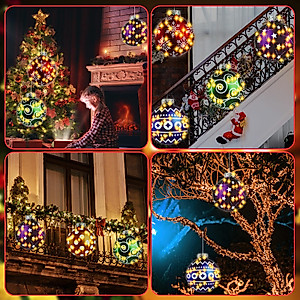 Baquler 5 Pcs 12 Inch Christmas Ball Window Lights Decorations Lighted Holiday Window Silhouette 8 Modes USB Powered with Remote Timer Light up Christmas Display Hanging Ornaments for Indoor Outdoor