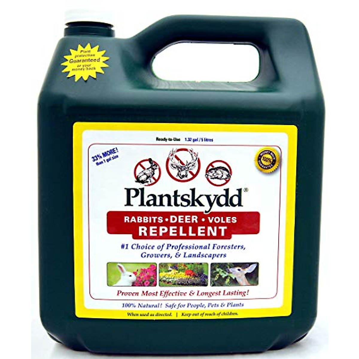 Plantskydd Animal Repellent - Repels Deer, Rabbits, Elk, Moose, Hares, Voles, Squirrels, Chipmunks and Other Herbivores; Ready to Use Liquid - 1.3 Gallon Jug (PS-5L)