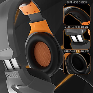 Orzly Gaming Headset (Orange) for PC and Gaming Consoles PS5, PS4, Xbox Series X | S, Xbox ONE, Nintendo Switch & Google Stadia Stereo Sound with Noise Cancelling mic - Hornet RXH-20 Vesuvius Edition