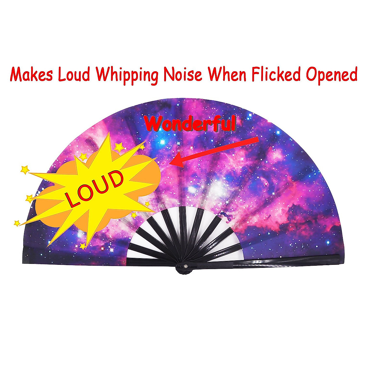 Amajiji Large Galaxy Folding Fan, Chinease/Japanese Folding Nylon-Cloth Hand Fan, Hand Folding Fans for Women/Men, Hand Fan Festival Gift Fan Craft fan Folding Fan Dance Fan (AM2)