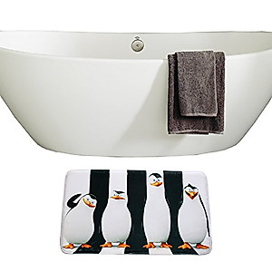 Amagical 16 Pieces Shower Curtain Set Bath Mat Set Contour Mat Toilet Cover Penguins Cute Animals Print Shower Curtain with 12 Hooks