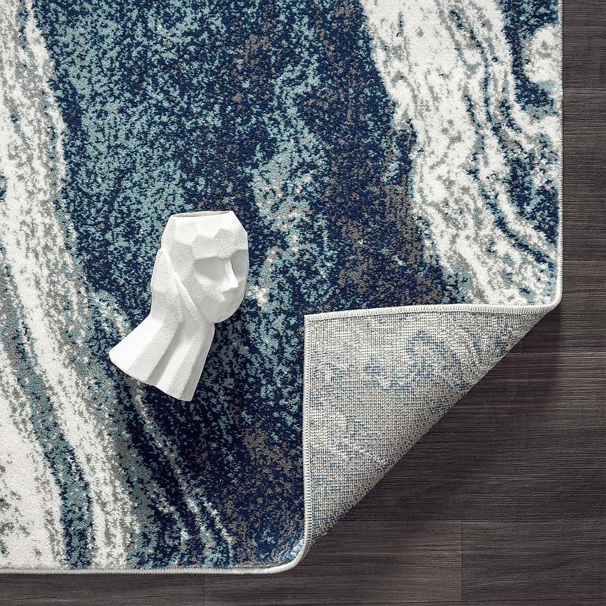 LUXE WEAVERS Abstract Wavy Marble Swirl Gray 8x10 Area Rug