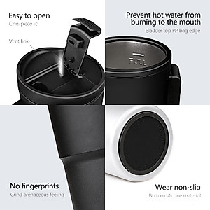 EAST MOUNT Smart Temperature Control Travel Coffee Mug Electric heated Travel Mug 12V Stainless Steel Tumbler Smart Heating Car Cup Keep Milk Warm LCD display Easily Washing Safe for use (Black)