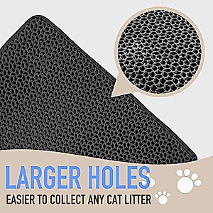 Shekkam Cat Litter Mat: Double-Layer Easy Clean Litter Trapping Mat Catcher 29.5 x 23.6'' for Cat Litter Box, No Phthalate, Urine Proof & Waterproof, Larger Holes Kitty Litter Mat (Honeycomb Pattern)
