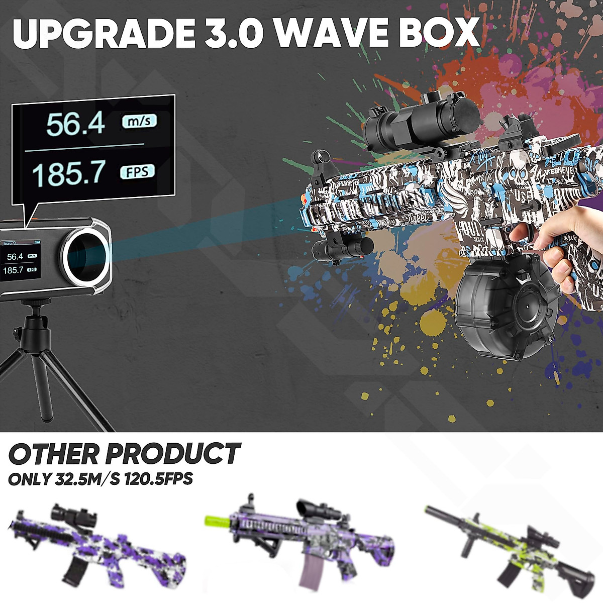 Large Gel Ball Blaster with Drum, Manual & Automatic Dual Mode Splatter Ball Blaster, for Outdoor Activities -Team Game, Purple