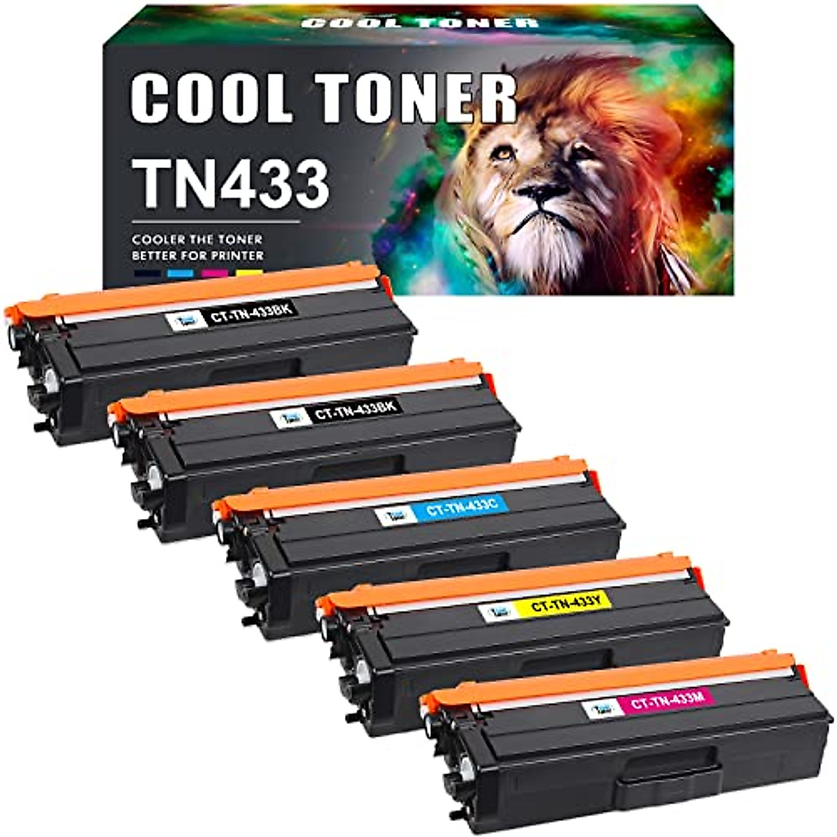Cool Toner Compatible Toner Cartridge Replacement for Brother TN433 TN-433 TN431 for Brother HL-L8360Cdw MFC-L8900Cdw HL-L8260Cdw Printer Ink (Black Cyan Magenta Yellow, 5 Pack)
