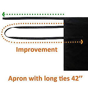 Hi loyaya Waitress Apron for Women Men - Set of 6 Black Half Waist Aprons with Pockets for Chef Waiter Server Baker Kitchen Restaurant (Large)