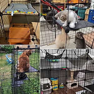 IKARE Cat Cage DIY Indoor Pet Home Small Animal House Detachable Playpen with 3 Doors 3 Tiers for Kitten Puppy Bunny Exercise. (Black，27.6 x 27.6 x 41.3Inch)