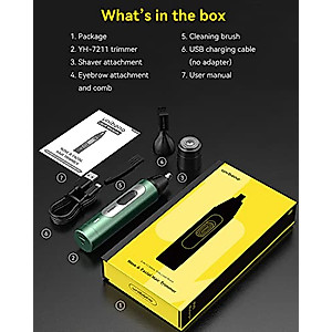 unibono Ear and Nose Hair Trimmer, Dual-Hole Vortex Cleaning System Facial Hair Grooming Kit Include Rechargeable Eyebrow Trimmer & Facial Hair Removal Shaver Stocking Stuffers Gifts for Men Women