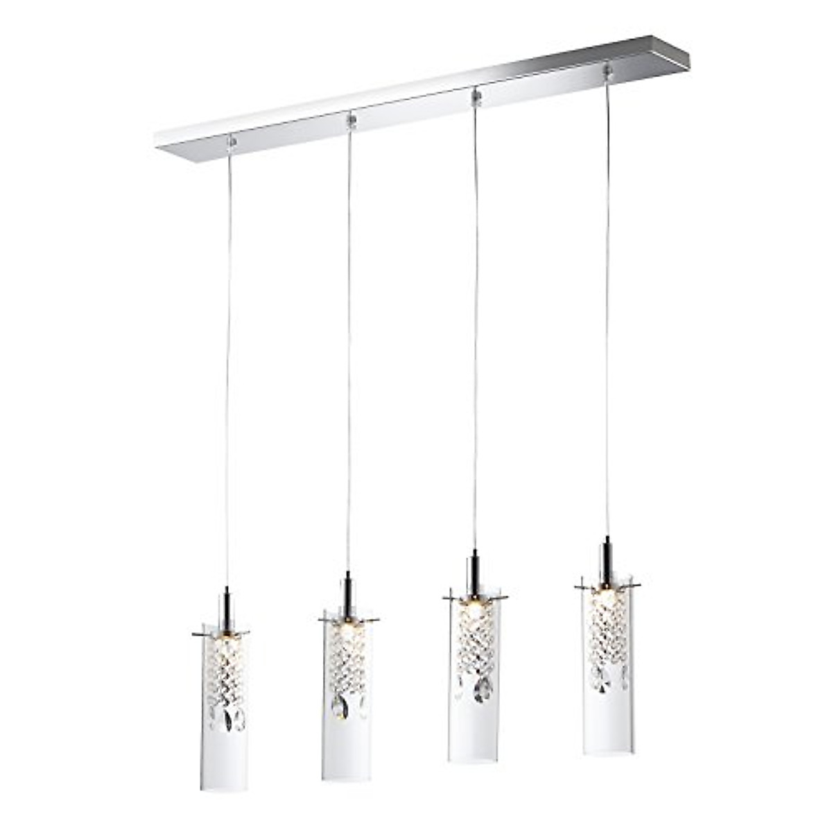 BAZZ - P14531CRLED1 P14531CRLED Glam 4-Branch LED Pendant Light, Dimmable, Adjustable, Bulbs Included, Energy Efficient, 71-in, Glass