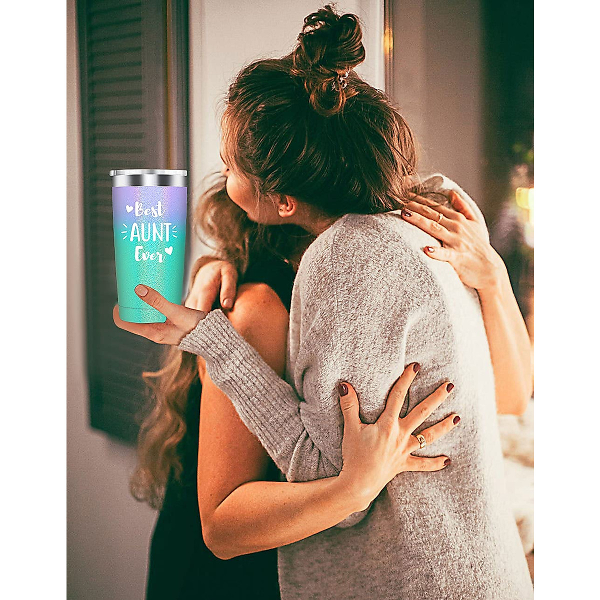 Best Aunt Ever-Stainless Steel Insulated Aunt Tumbler Cup Birthday Christmas Gifts for Aunt from Niece Nephew Gifts for Auntie,Aunt to be,New Aunt,Aunt Pregnancy Announcement 20 Ounce Multicolor