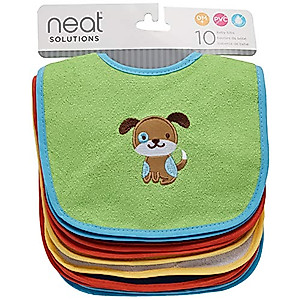 Neat Solutions Water Resistant Drooler Bib Set, Multi-Color, 10 Count