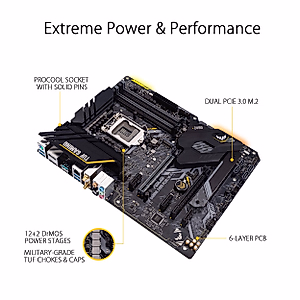 ASUS TUF Gaming Z490-Plus (WiFi 6), LGA 1200 (Intel 10th Gen) ATX Gaming Motherboard (Dual M.2, 12+2 Power Stages, USB 3.2 Front Panel Type-C, Intel WiFi 6 & 1Gb LAN, Aura Sync) (Renewed)