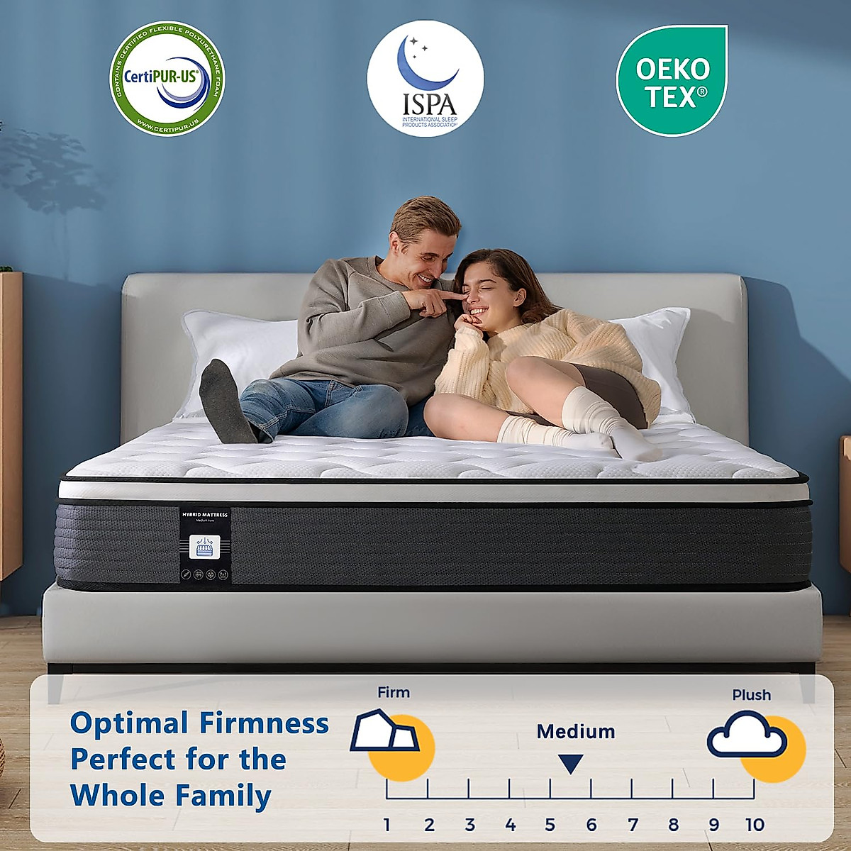 12 Inch Full Mattress, Memory Foam Hybrid Mattress, Motion Isolation Pocket Spring Mattress in a Box, Medium Firm for Pressure Relief, Breathable Pillow Top, CertiPUR-US Certified