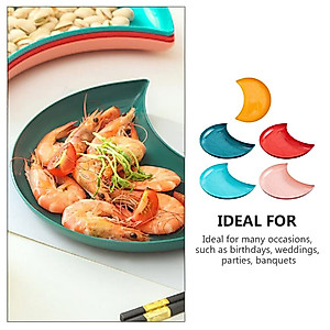 Hemoton 5PCS Food Serving Dishes Moon Shaped Appetizer Plates Dessert Trays Dessert Platters Decorative Dinner Plates Serving Tray for Snack/Fruit/Dessert/Appetizer/Salad/Sauce