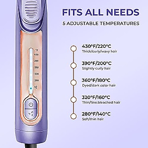 Air Hair Straightener and Curler 2 in 1,360° Airflow Curling Flat Iron, Hair Curler with Cooling Air Vents to Lock in Style,3D Floating Plate,15S PTC Fast Heat-Up,Lightweight & Dual Voltage for Travel