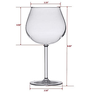 G.E.T. SW-1447-1-TRITAN-CL-EC Heavy-Duty Reusable Shatterproof Plastic Wine Glasses, 20 Ounce, Clear (Pack of 4)