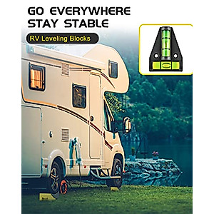 TGBOX RV Leveling Blocks Ramp Kit, 2 Packs Camper Leveler System for Travel with Two Chocks, 2 Anti-Slip Mats, 1T Bubble Level and Carry Bag, Up to 35000 LBS, Easier & Faster to Level Camper-Yellow