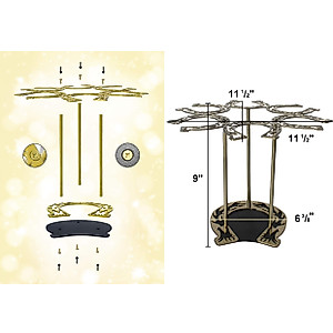 Turbo Urbo Horseshoe Decor Wine Glass Rack - Countertop Wine Glass Holder - Kitchen Decor 6 Stemware Storage Rack and 1 Bottle - Elegant Glass Rack in Gold