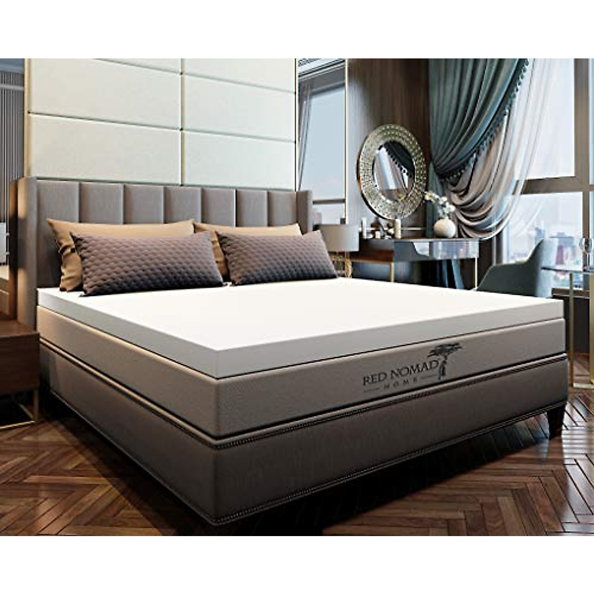 Red Nomad Memory Foam Mattress Pad 4 Inch - Twin Size Mattress Topper for Back Pain Relief. Breathable, Comfortable Cooling Bed Pad/Made in The USA